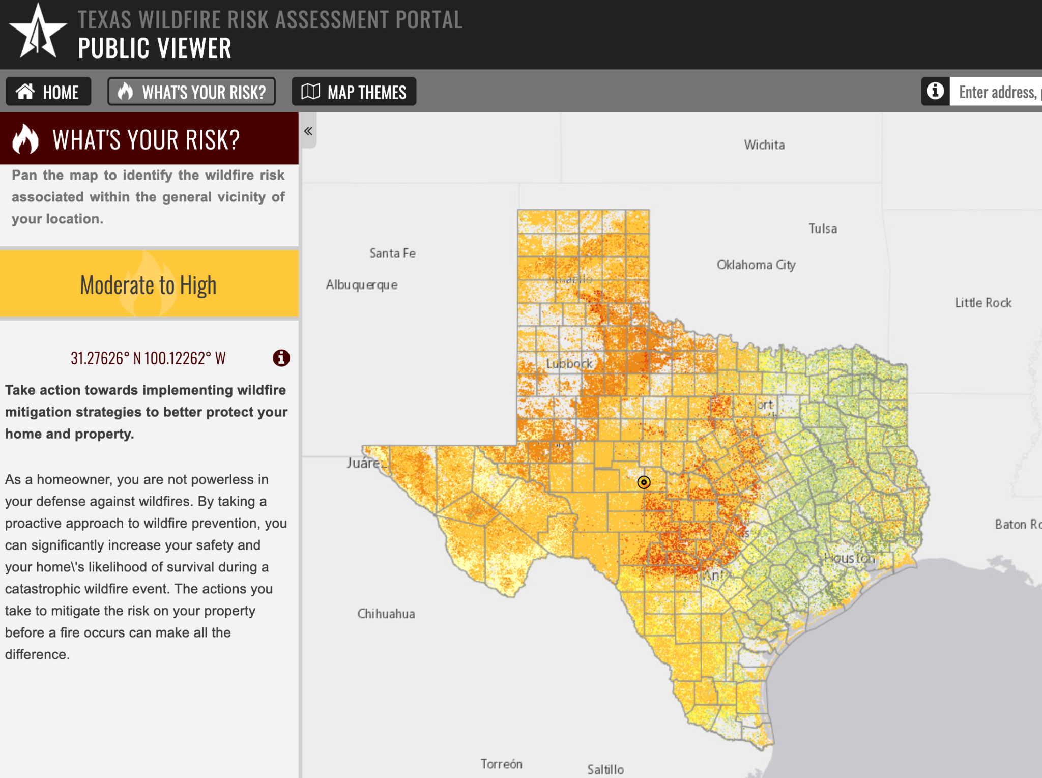 Texas Wildfire Risk Assessment Portal
